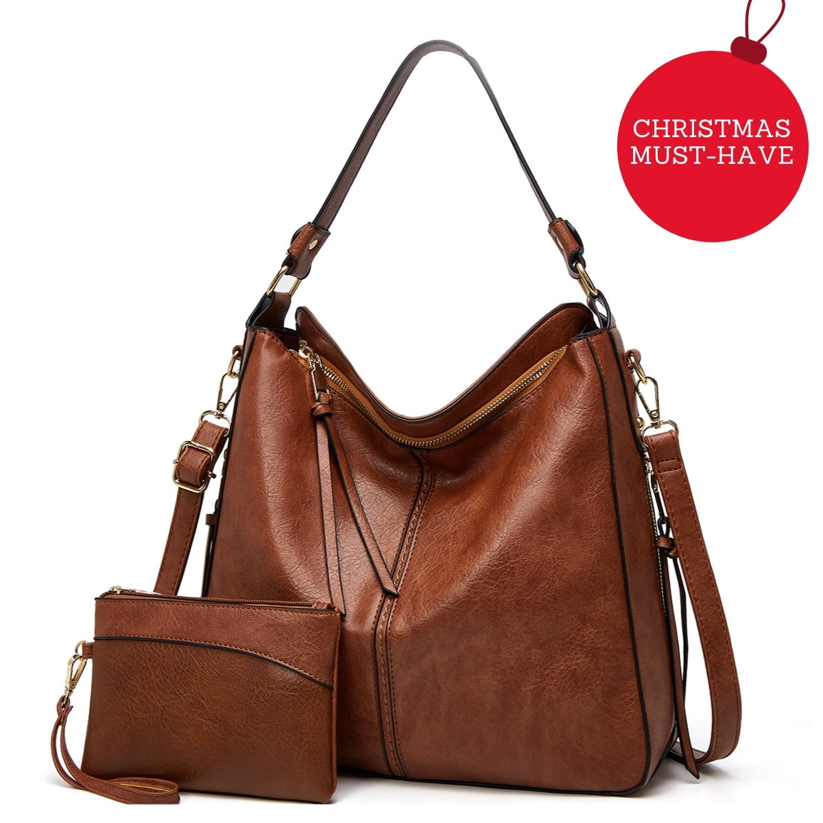 Luxury Leather Hobo Anti-Theft Handbag + FREE Pouch Wallet – Libra Cases